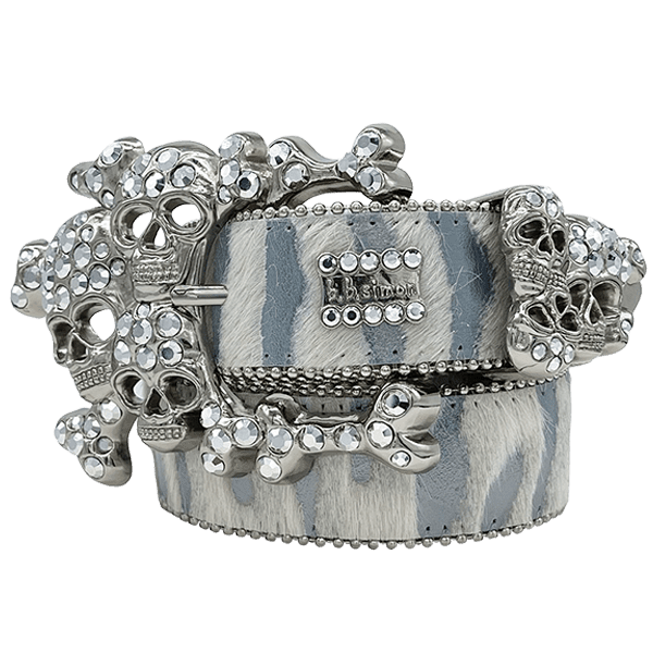 Acid Wash Tiger Stripe Skull Pile – White – B.B. Simon® Acid Wash Tiger Stripe Skull Pile – White – B.B. Simon®